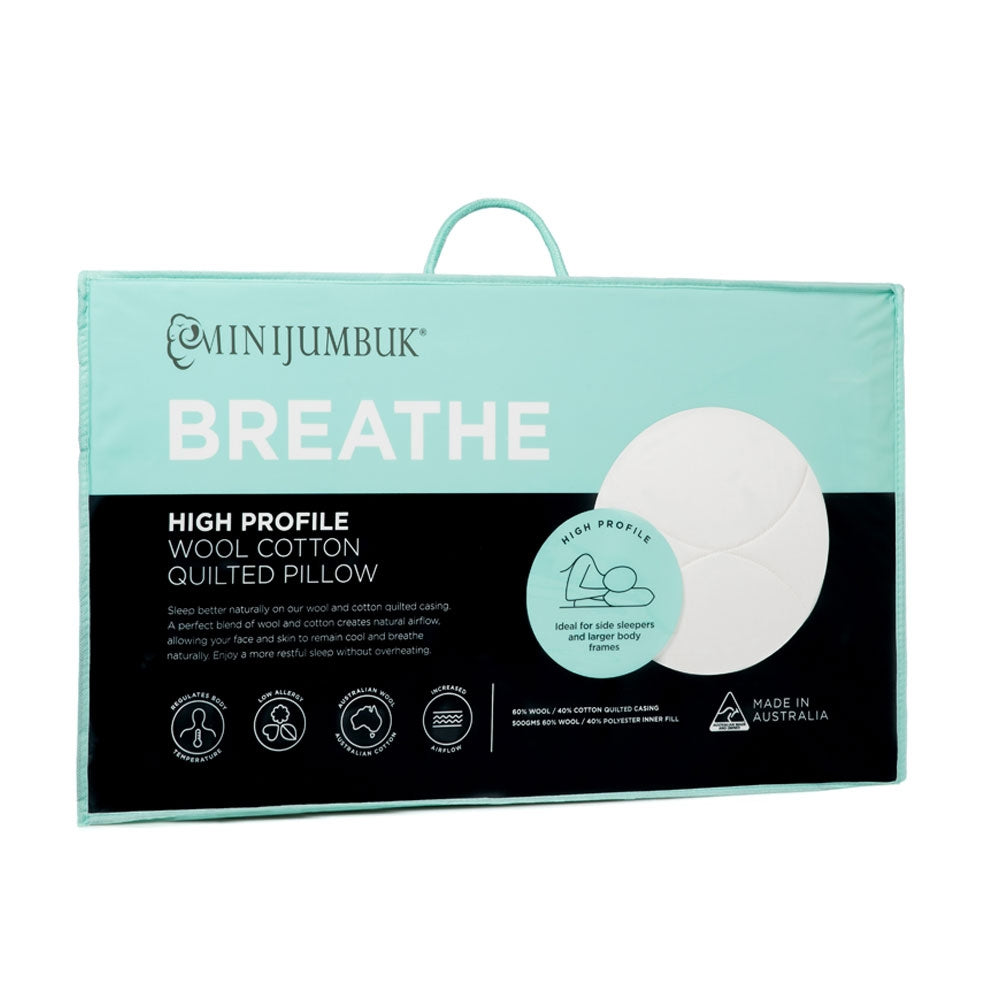 MiniJumbuk Breathe Wool Cotton Quilted Pillow HIGH Profile – Pillow World